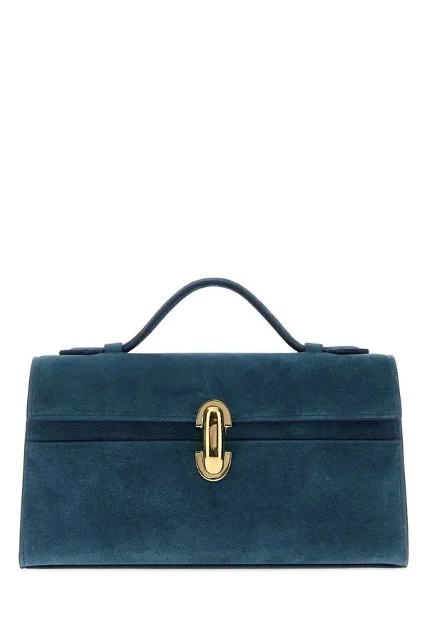 SAVETTE Cerulean Suede Symmetry Handbag