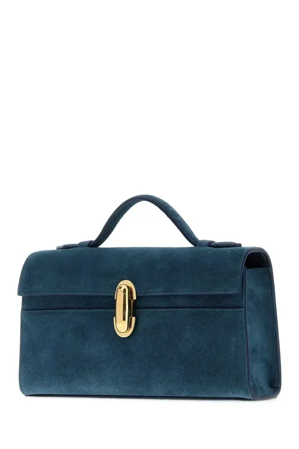 SAVETTE Cerulean Suede Symmetry Handbag