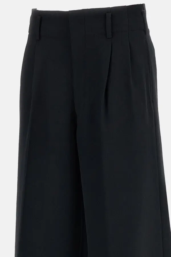 Comme Des Garçons Pantaloni In Lana Gamba Larga - Black