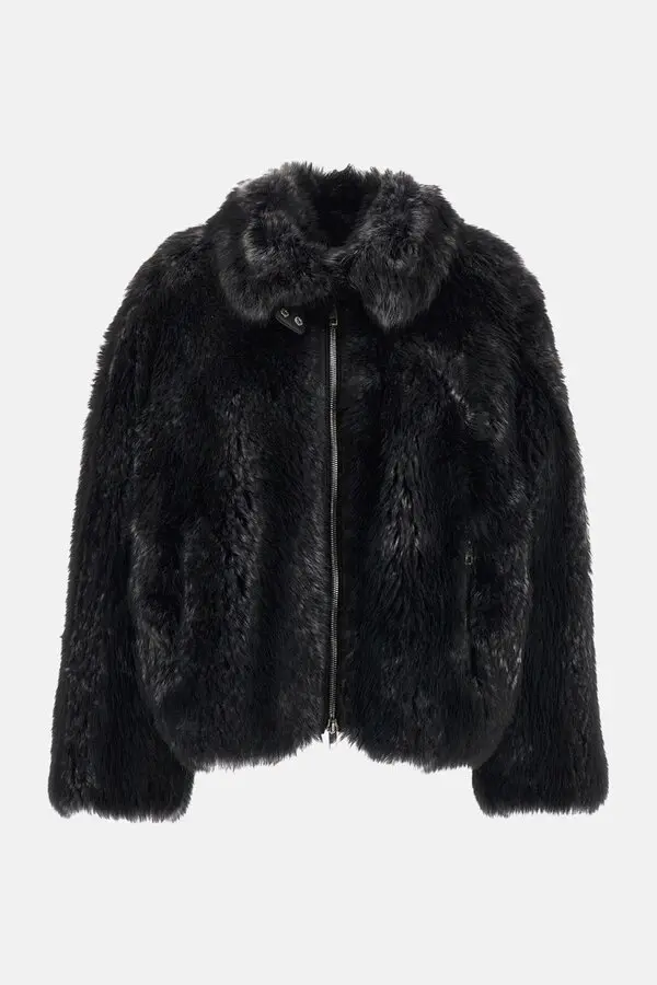 DESA 1972 Giacca In Shearling Con Collo Alto - Black