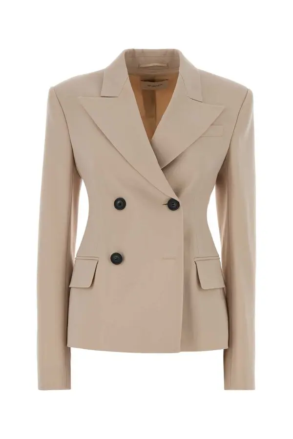 Sportmax Sand Stretch Wool Fresia Blazer - Brown