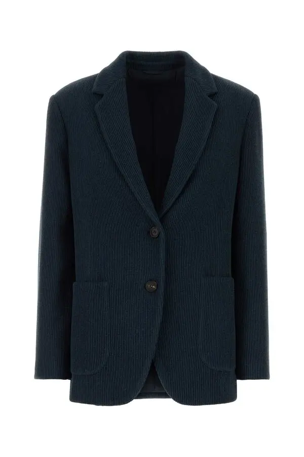 Brunello Cucinelli Navy Knit Blazer