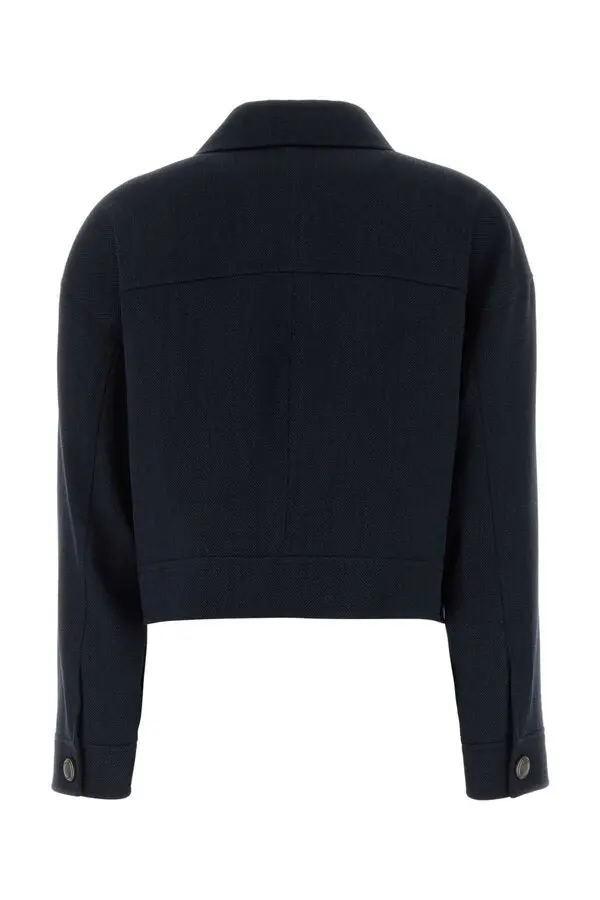 Brunello Cucinelli Navy Stretch Wool Blazer - Blue
