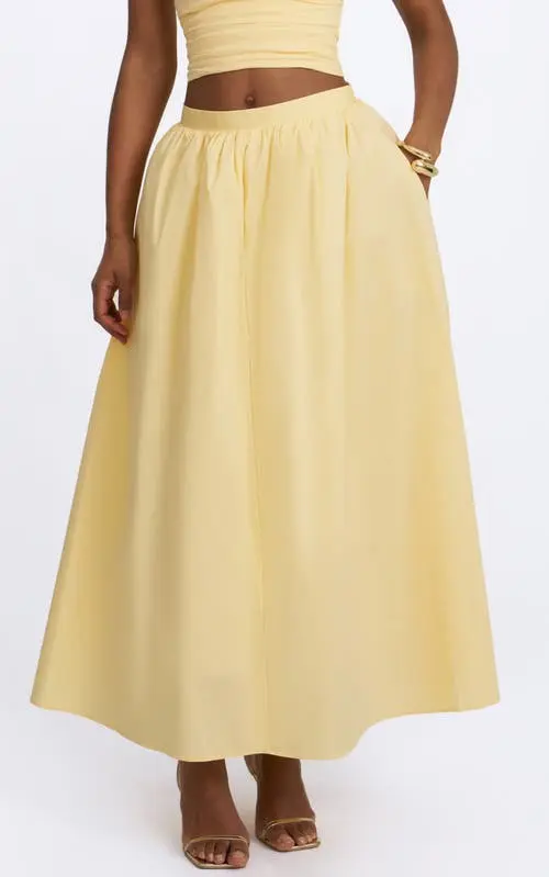 MISS CIRCLE NEW YORK Wina Cotton Poplin Low-waisted Maxi Skirt