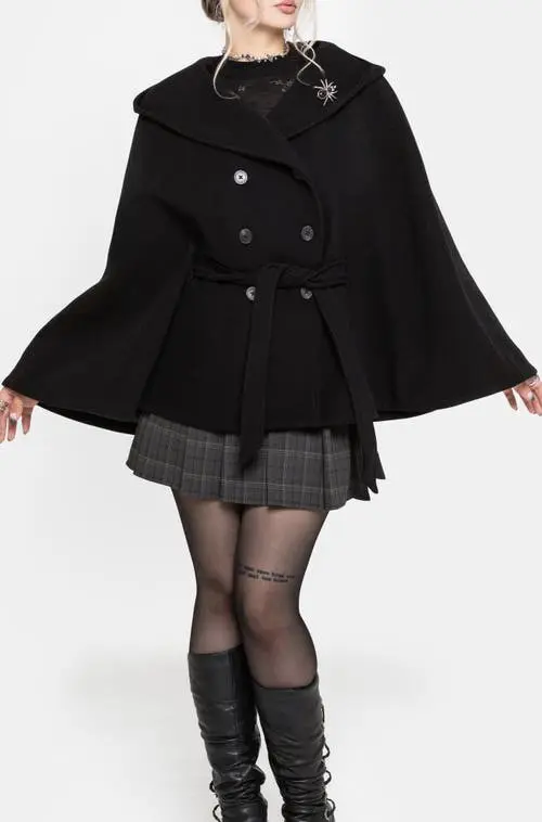 DISTURBIA Althea Hooded Spider Pin Detail Cape