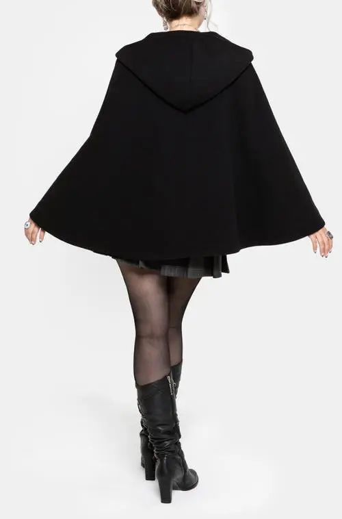 DISTURBIA Althea Hooded Spider Pin Detail Cape