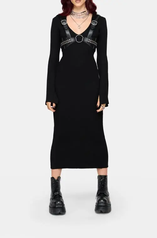 DISTURBIA Heike Hooded Ribbed Knit Dress