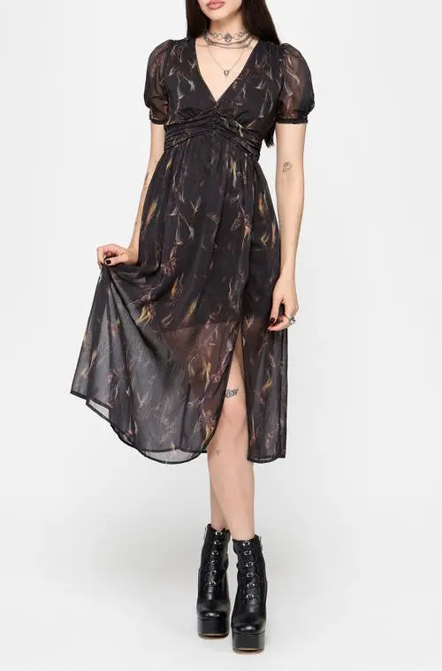 DISTURBIA Ember Chiffon Wrap Midi Dress