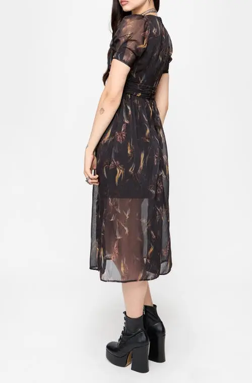 DISTURBIA Ember Chiffon Wrap Midi Dress