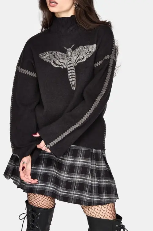 DISTURBIA Mourn Moth Blanket Stitch Knit Sweater