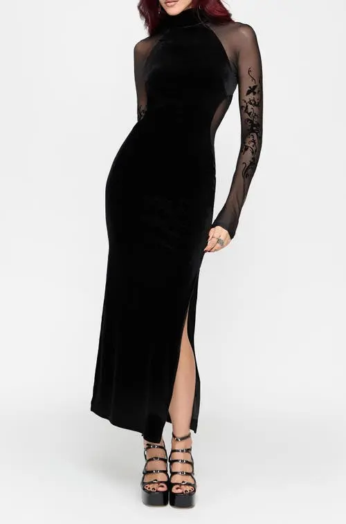 DISTURBIA Riven Flock Mesh Mix Gown