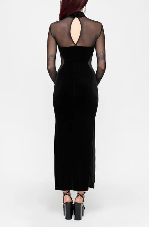 DISTURBIA Riven Flock Mesh Mix Gown