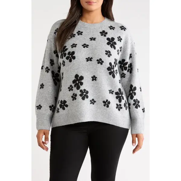 CECE DUPRAZ Flower Long Sleeve Crewneck Sweater