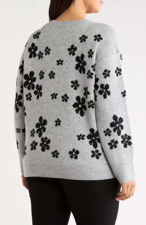 CECE DUPRAZ Flower Long Sleeve Crewneck Sweater