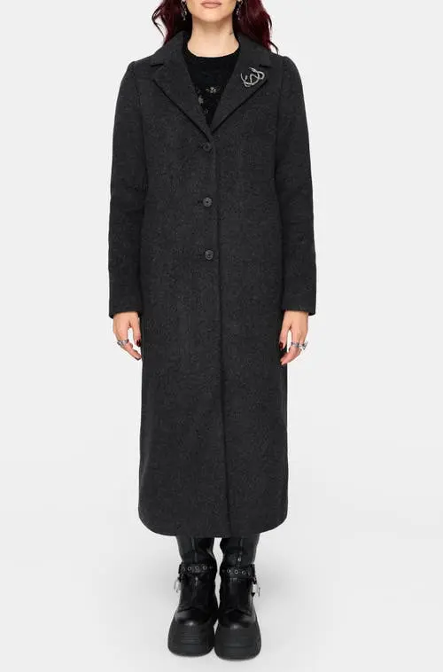 DISTURBIA Albina Snake Pin Longline Coat