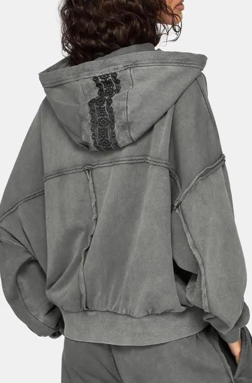 DISTURBIA Mio Witches Knot Distressed Seam Hoody