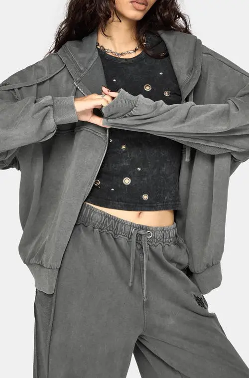 DISTURBIA Mio Witches Knot Distressed Seam Hoody