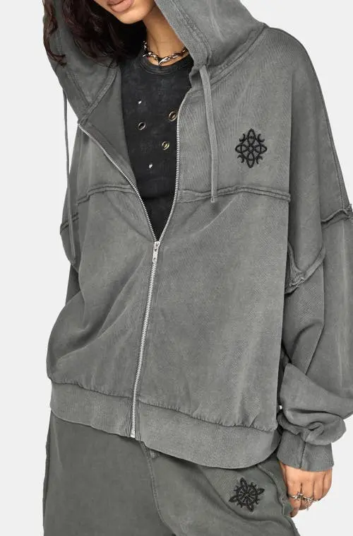 DISTURBIA Mio Witches Knot Distressed Seam Hoody