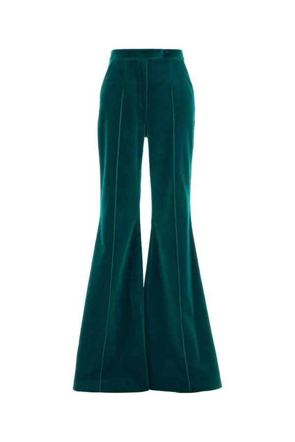 COSTARELLOS Teal Green Velvet Pant