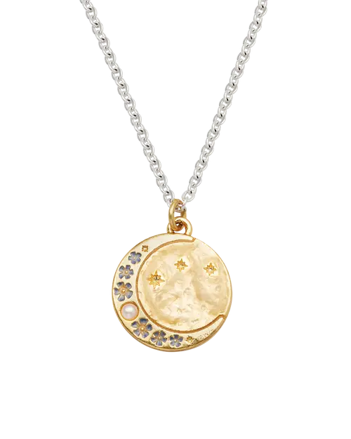 FABLE ENGLAND Selene Moon & Periwinkle Necklace - Gold