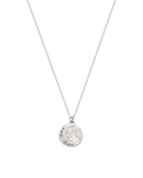 FABLE ENGLAND Selene Moon & Periwinkle Necklace - Silver