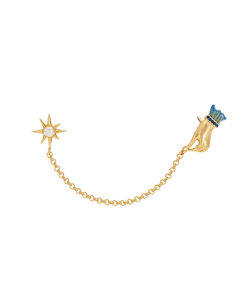 FABLE ENGLAND Palm Of Your Hand Pearl Chain Collar Brooch