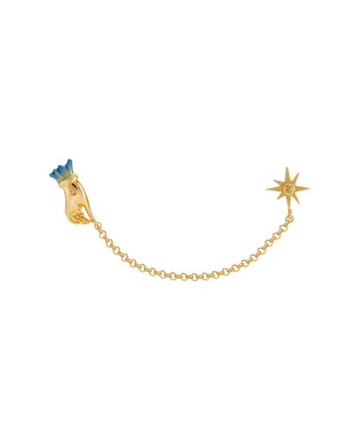 FABLE ENGLAND Palm Of Your Hand Pearl Chain Collar Brooch