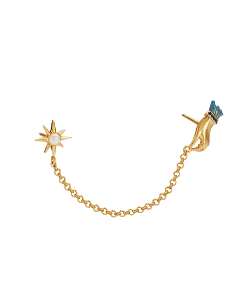 FABLE ENGLAND Palm Of Your Hand Pearl Chain Collar Brooch