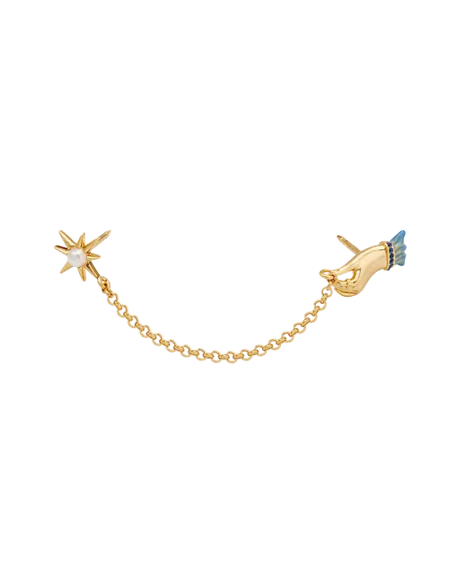 FABLE ENGLAND Palm Of Your Hand Pearl Chain Collar Brooch