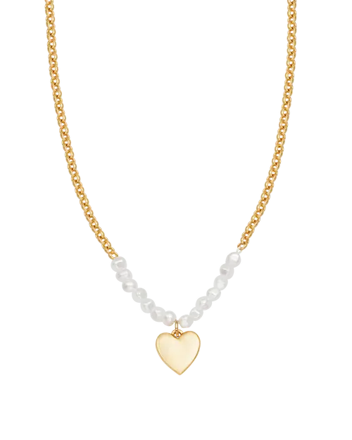 FABLE ENGLAND Niva Mistletoe Heart & Pearl Necklace