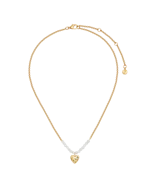 FABLE ENGLAND Niva Mistletoe Heart & Pearl Necklace