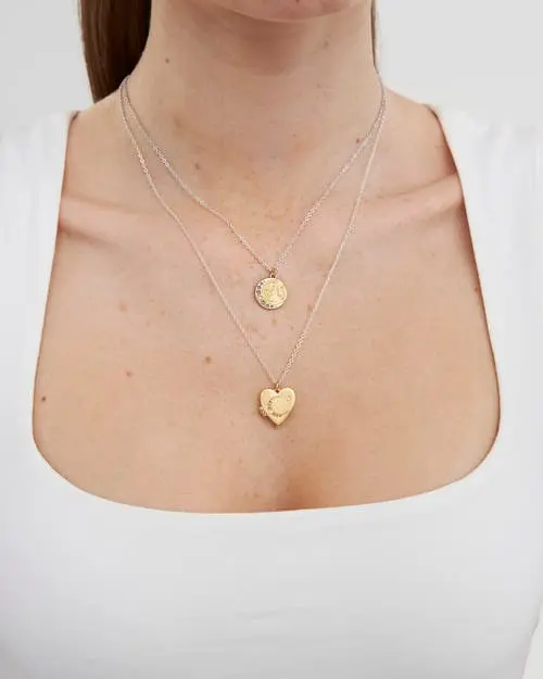 FABLE ENGLAND Selene Moon & Periwinkle Locket Necklace - Gold