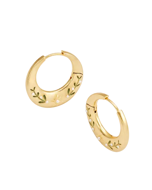 FABLE ENGLAND Niva Mistletoe Hoop Earrings
