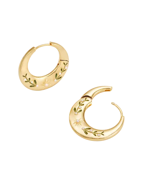 FABLE ENGLAND Niva Mistletoe Hoop Earrings