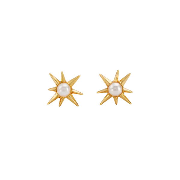 FABLE ENGLAND Star Pearl Stud Earrings - Gold