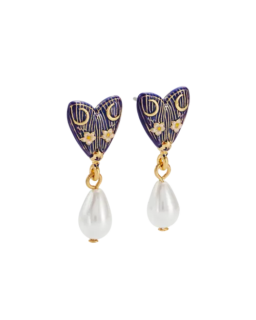 FABLE ENGLAND Jasmine Moon Butterfly & Pearl Earrings