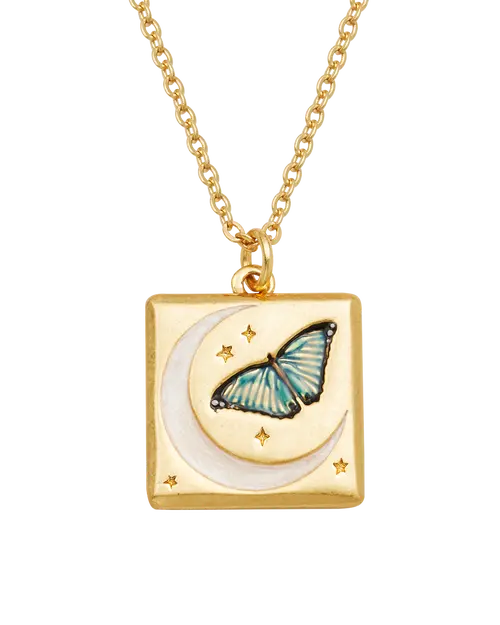 FABLE ENGLAND Butterfly & Moon Necklace - Gold