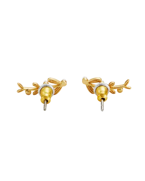 FABLE ENGLAND Niva Mistletoe & Pearl Climber Earrings