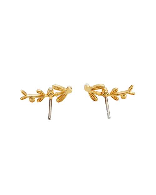FABLE ENGLAND Niva Mistletoe & Pearl Climber Earrings
