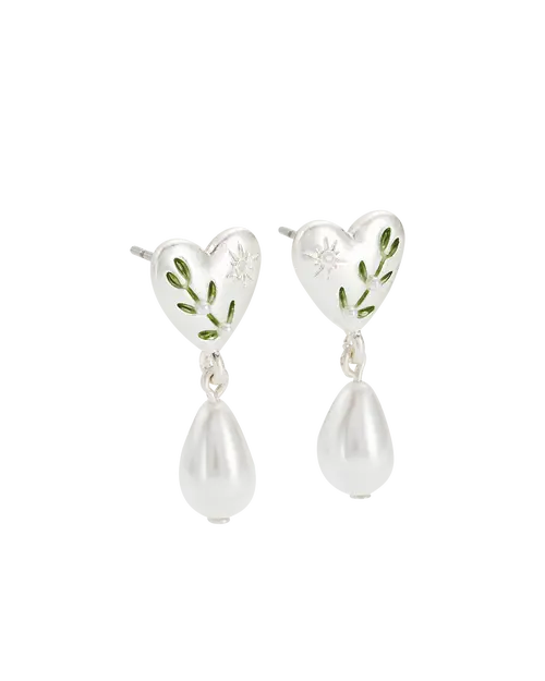 FABLE ENGLAND Niva Mistletoe & Pearl Earrings - Silver