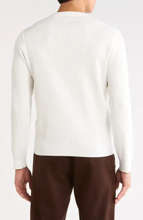 REISS Declan Ribbed Long Sleeve Henley - Ecru