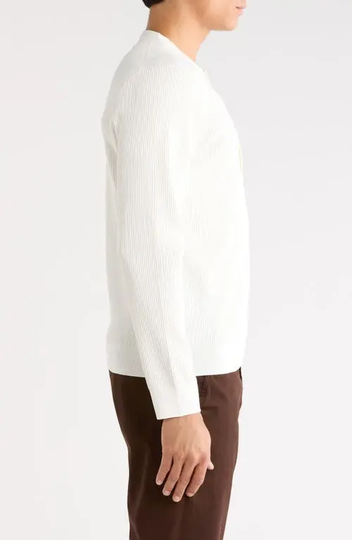 REISS Declan Ribbed Long Sleeve Henley - Ecru