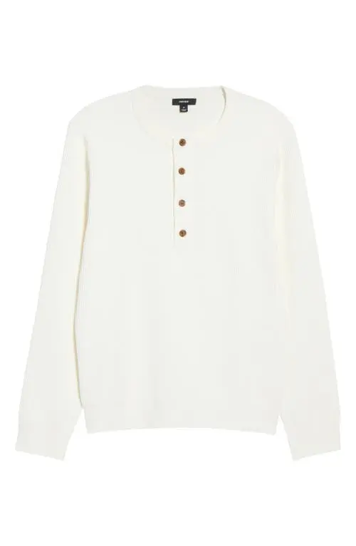 REISS Declan Ribbed Long Sleeve Henley - Ecru