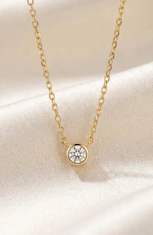Argento Vivo Lab Grown Diamond Bezel Pendant Necklace