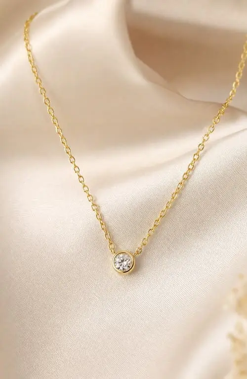 Argento Vivo Lab Grown Diamond Bezel Pendant Necklace
