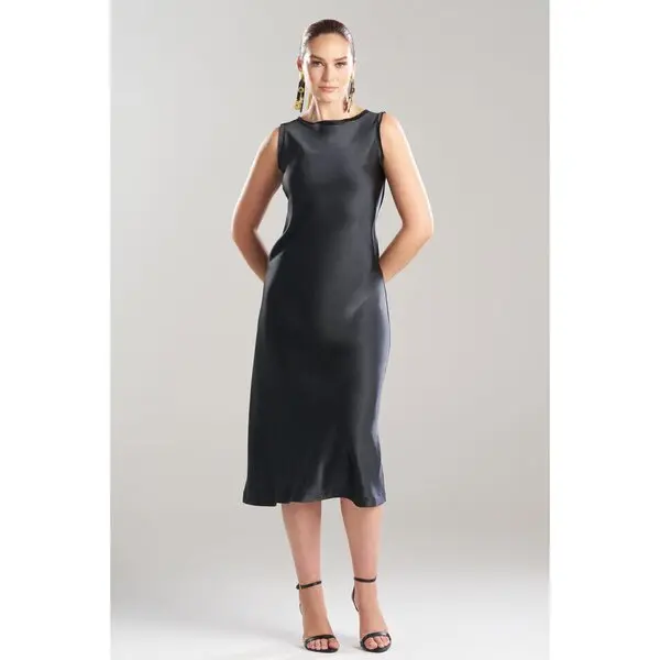 Natori Luxe Satin Raw Edge Tank Column Dress