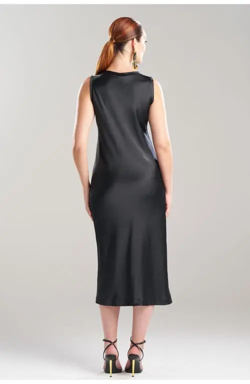 Natori Luxe Satin Raw Edge Tank Column Dress