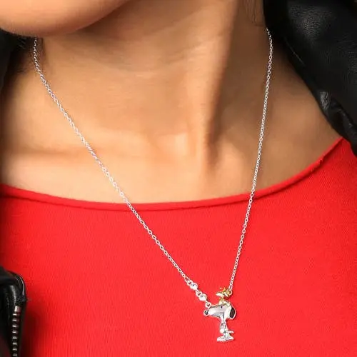 PEANUTS Woodstock And Snoopy Necklace Official License, Two-tone