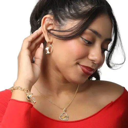 PEANUTS Woodstock And Snoopy Mismatch Dangle Hoop Earrings For - Gold