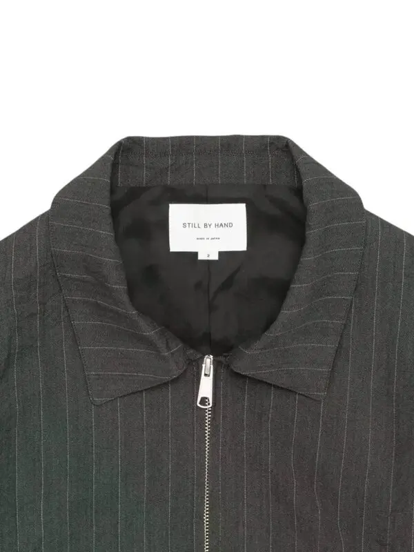 STILL BY HAND Pinstripe-pattern Zip-up Jacket - Grey